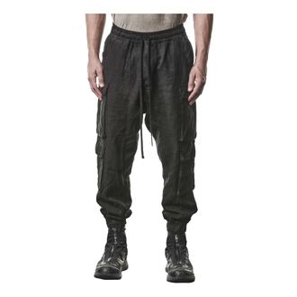 Thom Krom Homme, Pantalons, Noir, Taille: S Pantalone Double Cargo in Lino