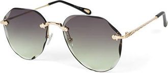 styleBREAKER Lunettes de soleil pilote non cerclées avec des verres teintés en diamant, branches gravées, verres rectangulaires 09020106, couleur:Monture or/verre 