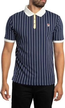 Fila Homme Polo Classique &Agrave; Rayures Vintage BB1, Navy/Raffia/Gardenia, XXL