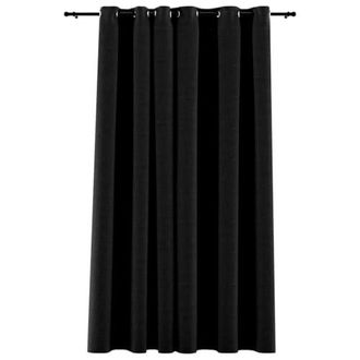 vidaXL Rideau Occultant Aspect de Lin &agrave; OEillets Rideau de Fen&ecirc;tre Salon Salle de S&eacute;jour Chambre &agrave; Coucher Maison Int&eacute;rieur Anthracite 290x245 cm