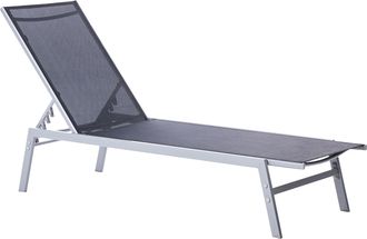 Beliani Moderne Gartenliege aus Stahl Mesh in Schwarz verstellbare R&uuml;ckenlehne Noli