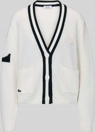 Lacoste Sport Relaxed Fit Strickjacke mit Woll-Anteil und Lyocell-Mix