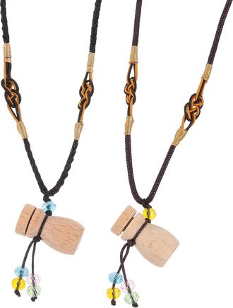 BESPORTBLE BESTYASH 2 St&uuml;ck &Auml;therische &Ouml;lflaschen Anh&auml;nger aus Glas mit Holzperlen Kleine Leere Parf&uuml;mfl&auml;schchen zum Aufh&auml;ngen Duftkette f&uuml;r Auto Schlafzimmer un