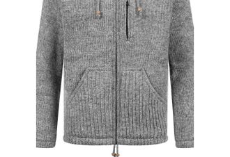 Kunst und Magie Strickjacke Herren Strickjacke Schurwolle Klassich Nordisch +Kapuze