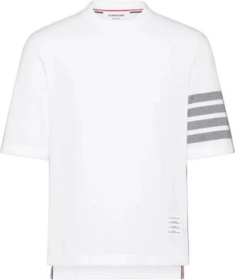 Thom Browne Homme, Tops, Blanc, Taille: XL T-shirt en jersey 4 Bar