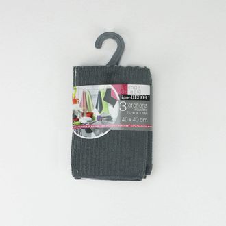 Douceur d'Int&eacute;rieur douceur dInt&eacute;rieur - 1790125, 3 Geschirrtuch, 40 X 40 cm, Cuistot, Mikrofaser, Grau