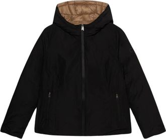 Oltre Femme, Vestes, Noir, Taille: 46 FR Doudoune courte et l&eacute;g&egrave;re &agrave; capuche