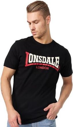 Lonsdale London Two Tone Homme T-Shirt Manches Courtes Noir XXL 100% Coton Regular/Coupe Standard