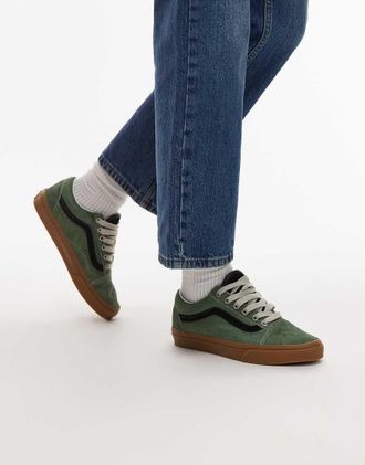 Vans Old Skool - Baskets effet poulain - Vert sauge