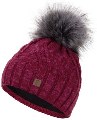 Faera Winterm&uuml;tze M&uuml;ttze Damen warm gef&uuml;ttert mit Bommel M&auml;dchen Bommelm&uuml;tze Fleecefutter Winter Strickm&uuml;tze Beanie Herren 33, Farbe:Rot