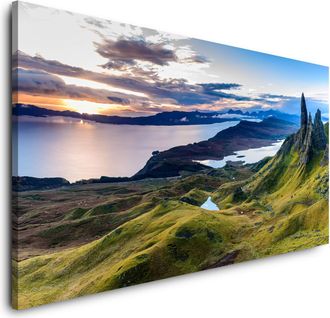 Paul Sinus Art Schottland Panorama 120x 60cm Panorama Leinwand Bild XXL Format Wandbilder Wohnzimmer Wohnung Deko Kunstdrucke