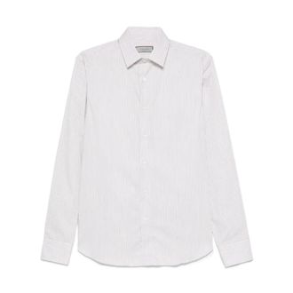 Canali Homme, Chemises, Blanc, Taille: 3XL Chemise Ray&eacute;e Classique Beige Manches Longues