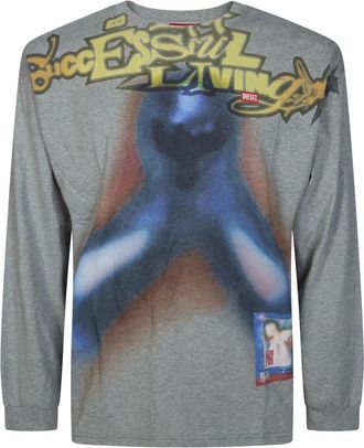 Diesel Homme, Tops, Gris, Taille: L T-Shirt ML Boxt