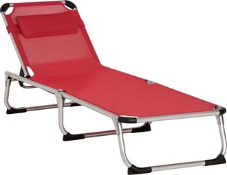OUTSUNNY Sonnenliege faltbar Gartenliege mit Kopfkissen Liegestuhl mit der 4-stufig verstellbaren Rückenlehne Campingliege bis 120 kg belastbar für Outdoor-Par