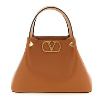Valentino Garavani VLogo Signature Small Shopping Bag - - Bags - Damen - Braun - ONE SIZE