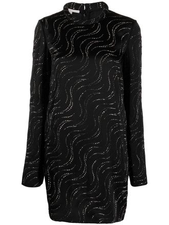 Stella McCartney robe &eacute;vas&eacute;e &agrave; design strass&eacute; - Noir