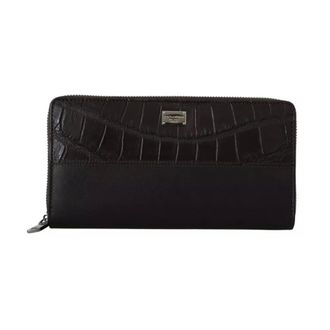 Dolce & Gabbana unisex, Accessoires, Brun, Taille: ONE Size Portefeuille Continental en Cuir Exotique &agrave; Fermeture &Eacute;clair