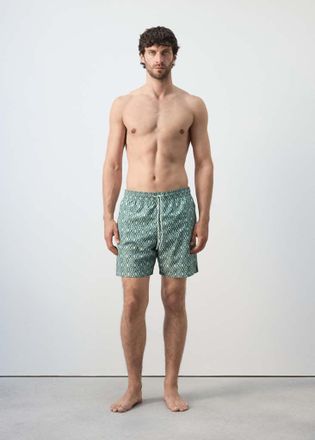 Mango Gemusterte Badeshorts mit Kordelzug gr&uuml;n - Herren - XL - MANGO MAN