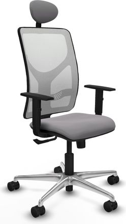 Piqueras y Crespo B&uuml;rostuhl, grau und wei&szlig;, mit 1D-Armlehnen, h&ouml;henverstellbare Lendenwirbelst&uuml;tze und festes Kopfteil, ausgestattet mit 3 Positionen und Schneideschaum