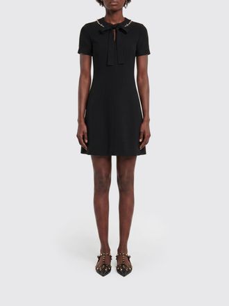 Valentino Garavani A-Linien-Minikleid aus Viskosemischung mit juwelenbesetztem Schalkragen