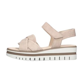 Gabor Beige geflochtene Sandalen mit Kn&ouml;chelriemen - - Shoes - Damen - Beige - 40 1/2 EU