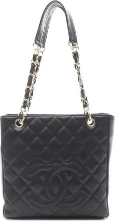 Chanel sac à main matelassé à détail de chaîne (2003-2004) - Noir