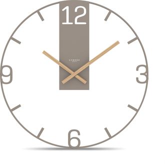 Cander Berlin BIONA XXL Wanduhr lautlos 50 cm Metall Holzzeiger ohne Tickgeräusche groß modern warmgrau Wohnzimmer Küche Vintage