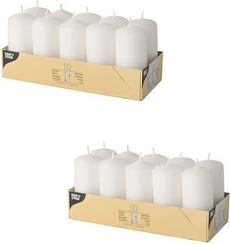 Papstar 10 Stumpenkerzen? 40 mm 90 mm Creme Blockkerzen Kerzen (Wei? | 2 Packungen)