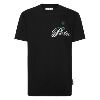 Philipp Plein Homme, Tops, Noir, Taille: XS Round Neck T-Shirt Skull