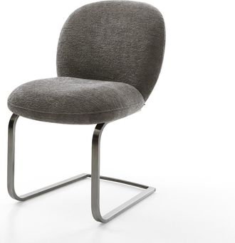 DELIFE Freischwinger Nube-Flex Boucl&eacute; Soft Schlamm Freischwinger flach Graphit Taschenfederkern, Esszimmerst&uuml;hle