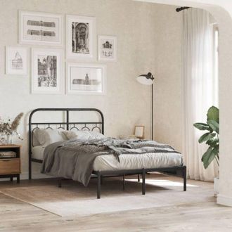 vidaXL Cadre de lit m&eacute;tal sans matelas avec t&ecirc;te de lit noir 120x190cm Vidaxl