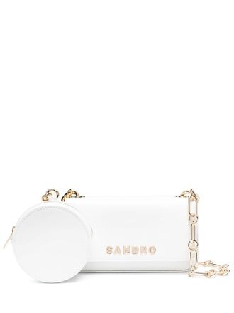Sandro sac port&eacute; &eacute;paule en cuir &agrave; d&eacute;tail de logo - Blanc
