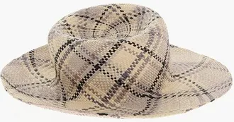 Thom Browne Madras Motif Straw Fedora Hat size L