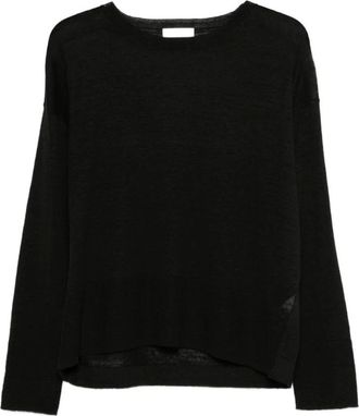 Majestic Filatures Femme, Pulls, Noir, Taille: 42 FR Tricot &agrave; manches longues et col rond