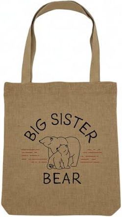 Fabulous Sac Shopping Tote Bag Aspect Lin - Big Sister Bear Family Polar Animal - Sac de Courses Toile Epaisse 360g Beige Naturel Cabas Port&eacute; Epaule Solide Imp