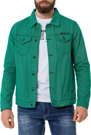 Cipo & Baxx Herren Jeansjacke CJ289 Gr&uuml;n - Denimjacke im Casual Streetwear Stil mit Kn&ouml;pfen & Brusttaschen - &Uuml;bergangsjacke f&uuml;r Alltag & Freizeit - CJ289 Gr&uuml;n XXL