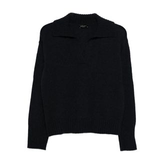 Roberto Collina V-Neck Wollpolo - - Knitwear - Damen - Blau - M