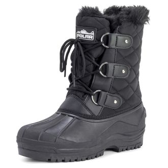 Polar Damen Short Schnee Winter Taktisch Berg Wasserdicht Hiker Mitte Wade Gehen Stiefel - Schwarz - UK7/EU40 - YC0363
