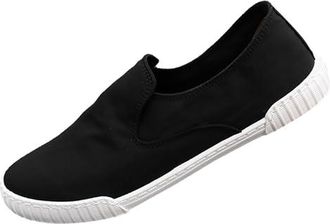 Generic Chaussures de course classiques &agrave; enfiler pour homme - En toile - Douces et confortables - Chaussures de sport plates - Sans mains - Respirantes et co