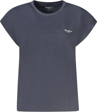 Pepe Jeans London Femme, Tops, Bleu, Taille: 38 FR T-shirt en Coton Bleu Chic avec Col Rond