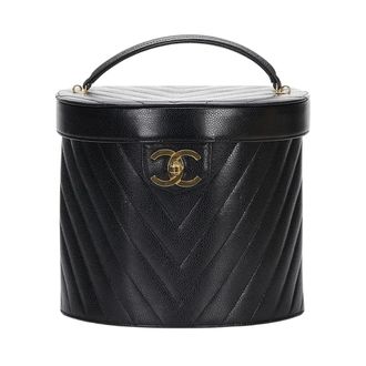 Chanel Pre-owned Chevron Leder Vanity Case - - Pre-owned - Damen - Schwarzk - ONE SIZE