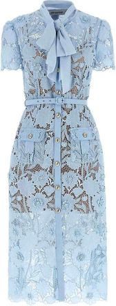 Self Portrait Robe Au Genou - Bleu Clair