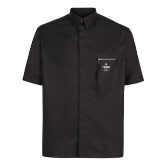 Fendi Herren, Shirts, Schwarzk, MGröße