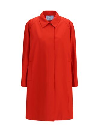Prada Womens Coat Cotton Gabardine Red Polyester Blazers Jacket