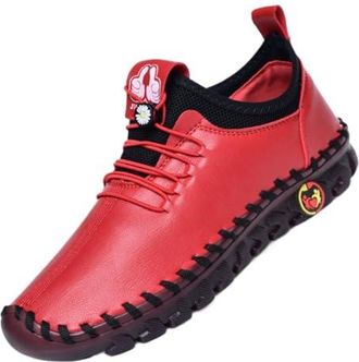 Generic Les chaussures d&eacute;contract&eacute;es cousues &agrave; la main pour les m&egrave;res sont respirantes et absorbent les chocs pour les femmes &acirc;g&eacute;es de 40 &agrave; 50 ans, Rouge, 37.