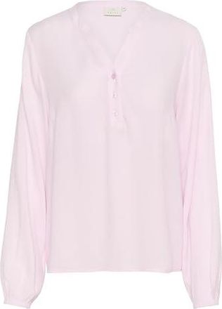 Kaffe Womens Blouse V-Notch Neck Buttons Regular Fit Long Sleeves Hip Length