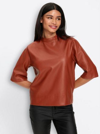 Heine Klassische Bluse Lederimitat-Bluse Kurzarm