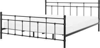 Beliani Romantisches Doppelbett Metall Schwarz mit Kopfteil Lattenrost 180x200 cm Lynx