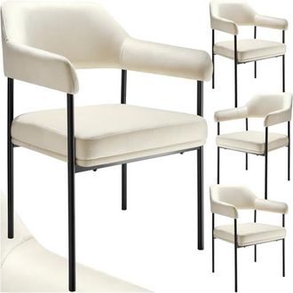 TecTake Lot de 4 chaises de salle &agrave; manger, chaises modernes avec pieds en acier, chaise ergonomique, chaises de cuisine antid&eacute;rapantes, id&eacute;ales pour le salon