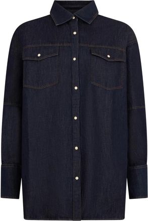 Moorer Femme, Blouses et Chemises, Bleu, Taille: 36 FR Chemise en jean